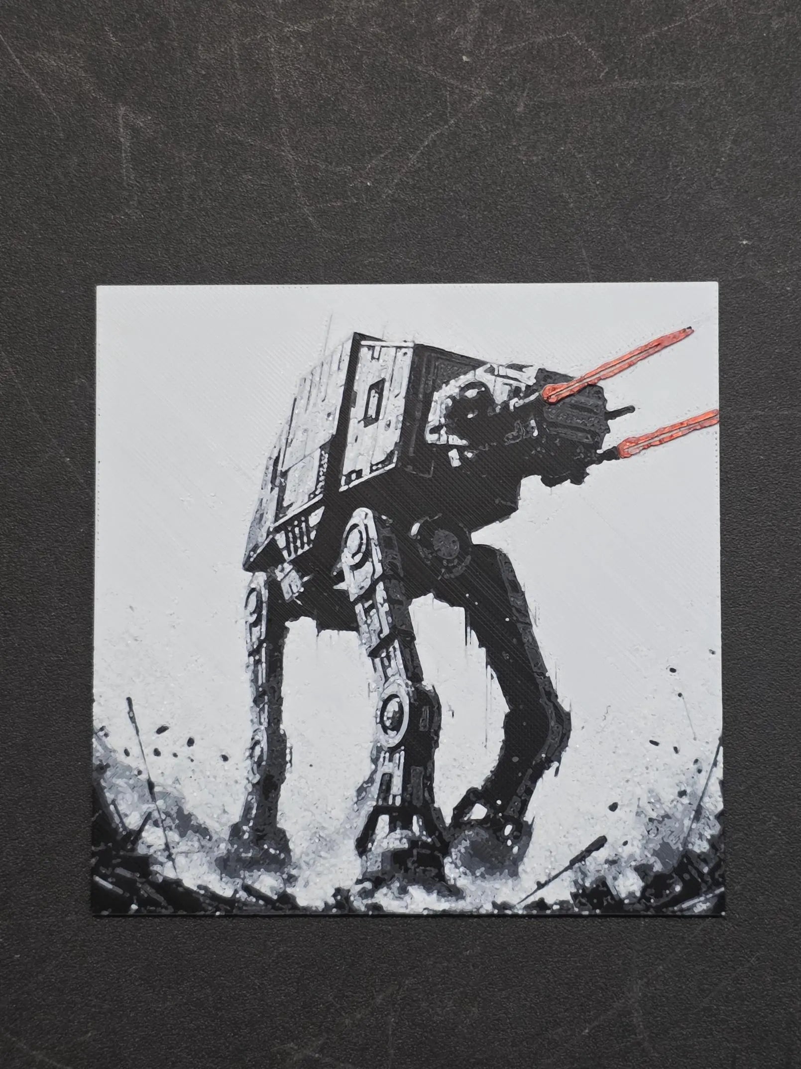 AT-AT Walker Firing 3D Printed Hueforge Fan Art – 3DX Print the World