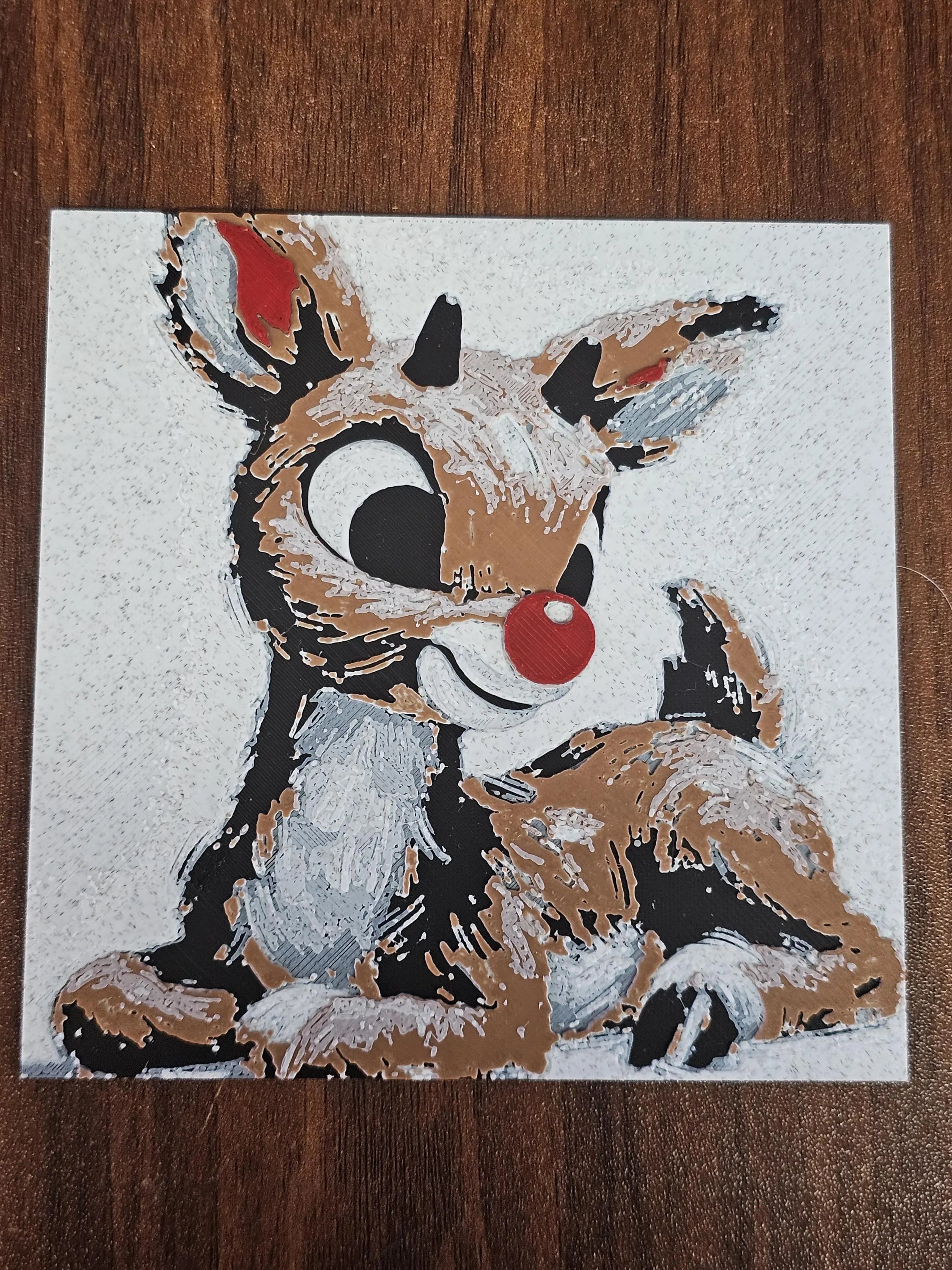 Rudolf, The Red Nose Reindeer 3D Printed Hueforge Fan Art – 3DX Print ...